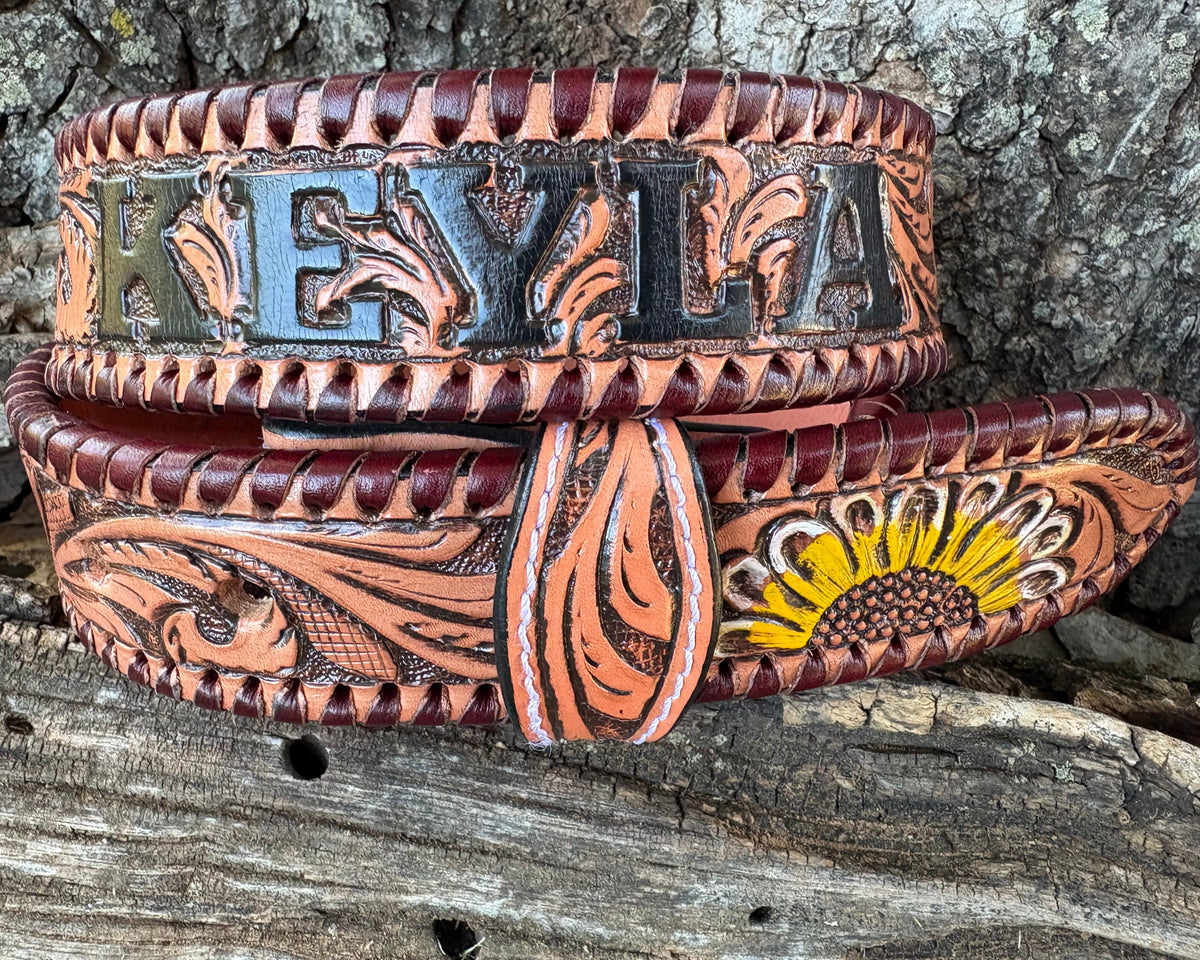 Leather Custom Tooled Sunflower Belt – Shea Michelle Buckles